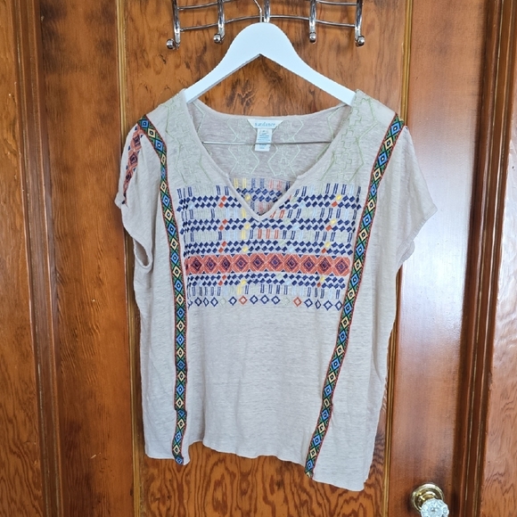Sundance | Tops | Sundance Gray Top With Pastel Embroidery | Poshmark